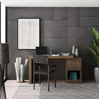 Modern Expandable Office Desk with Two Storage Drawers and One Open ...