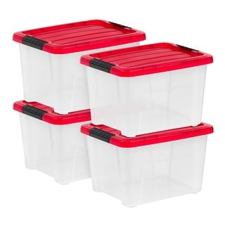 20.5 QT Stackable Holiday Storage Bins, Clear/Red (4-Pack) - Bed Bath ...