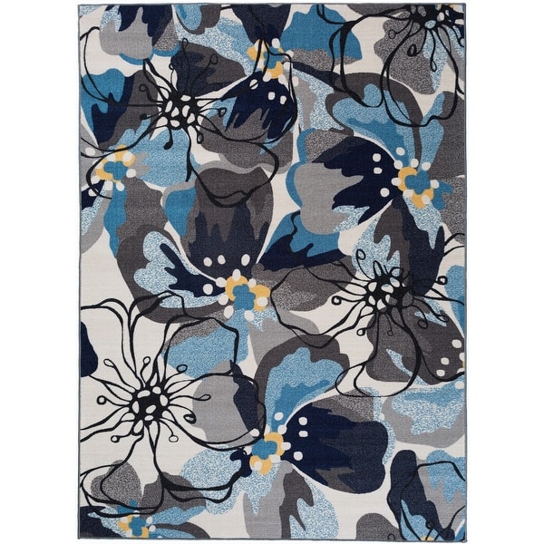 blue floral rug
