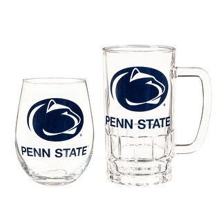 Penn State, Stemless 17 oz Stemless Wine Glass and 16 oz Beer Mug Gift ...