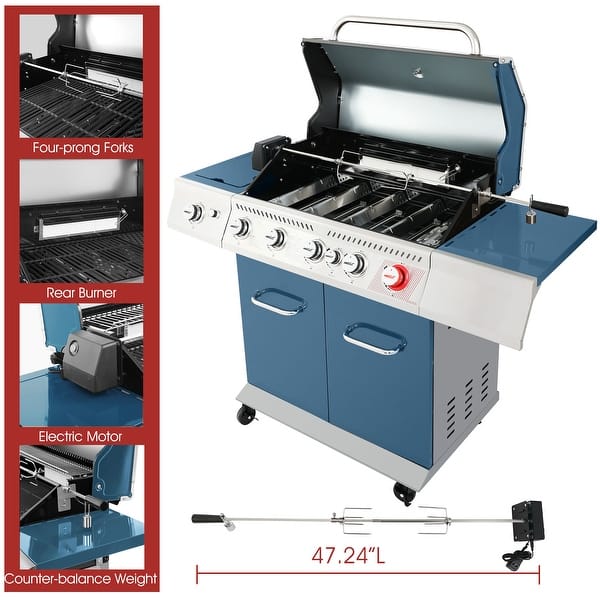 Royal Gourmet GA5403B 5-Burner Cabinet Style Gas Grill with Rotisserie ...