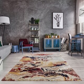 Titanium Contemporary Abstract Beige Area Rug - Bed Bath & Beyond ...