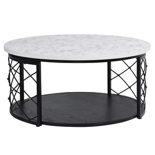 Dann Foley Lifestyle - Coffee Table - Open Metal Base With Faux Marble ...