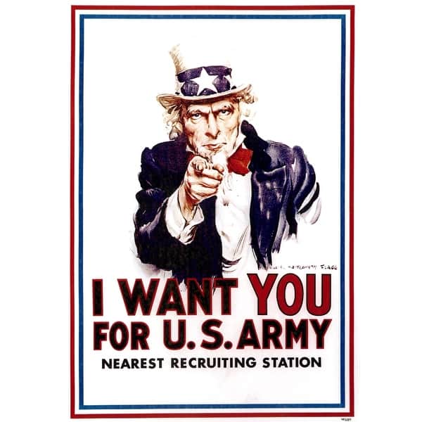 Famed Uncle Sam I Want You Army Recruitment Poster From World War I ...