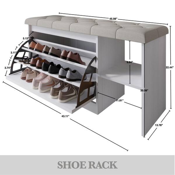 CraftPorch Multifunctional Flip-Drawer Storage Shoes Bench - Bed Bath ...