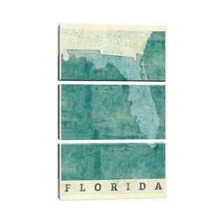 iCanvas "Florida Map" by Hubert Roguski 3-Piece Canvas Wall Art Set ...