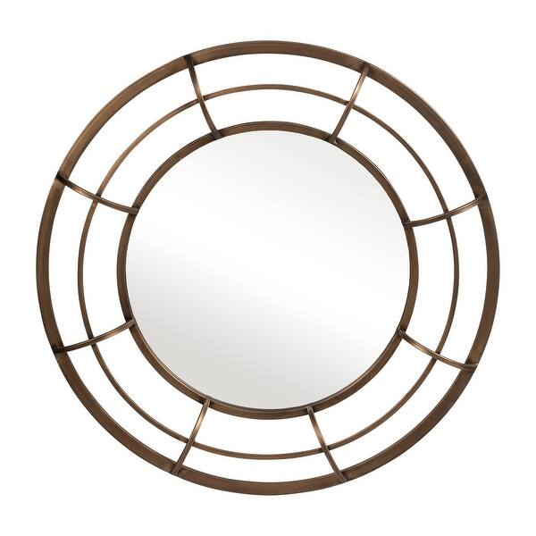 3" W 28" in Diameter Gold Finish Expanding Rings Circular Wall Mirror ...