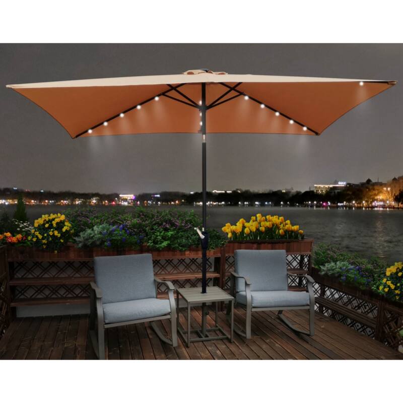 10 x 6.5t Rectangular Patio Solar LED Lighted Outdoor Market Umbrellas ...