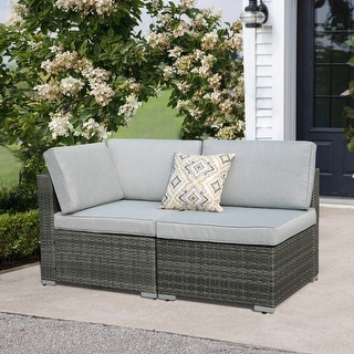2 pieces Wicker Patio Corner Sofa Sectional Set - Bed Bath & Beyond ...
