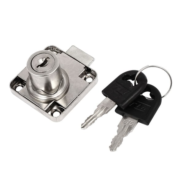 Cabinet Cupboard Cylinder Deadbolt Drawer Lock Sliver Tone w 2 Keys ...