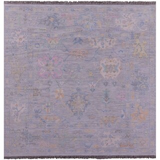 Golden Nile Silver Square Turkish Oushak Hand Knotted Wool Rug - 7' 10 ...