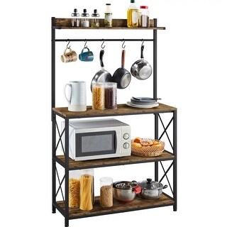 4-Tier Bakers Rack Kitchen Storage Shelf with S-Hooks - Bed Bath ...