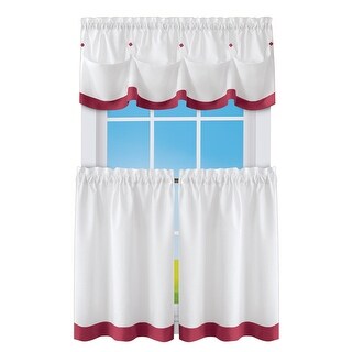 Lana Two-Toned Window Tier and Valance - Set of 2 - Bed Bath & Beyond ...