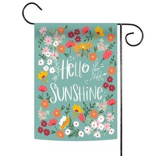 Pink White Hello Sunshine Outdoor Double Sided Garden Flag 18" x 12.5 ...