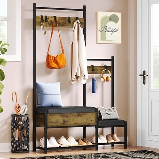 Entryway Bench with Coat Rack 4-in-1 Hall Tree and Bench - Bed Bath ...