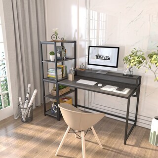 39" Simple Corner Computer Desk, Reversible PC Writing Desk with 5 ...