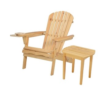 Foldable Adirondack Chair with cup holder with End Table - N/A - Bed ...
