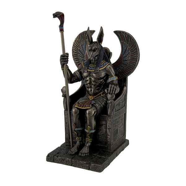 Bronze Finished Egyptian God Anubis on Throne Statue - 10 X 5 X 4.5 ...