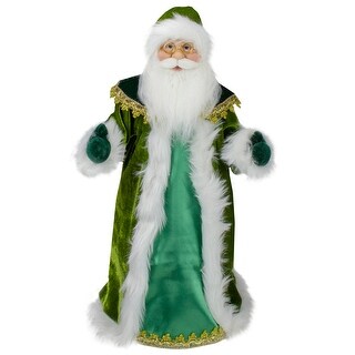 18" Green and White Irish Christmas Santa Claus Tree Topper - Unlit ...