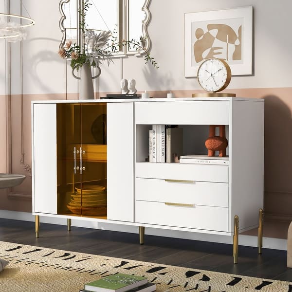 Light Luxury Modern Storage Cabinets Sideboard With Adjustable Shelves ...