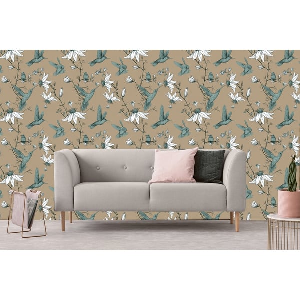 Pine Birds Floral Wallpaper - 10'ft H x 24''inch W - Bed Bath & Beyond ...