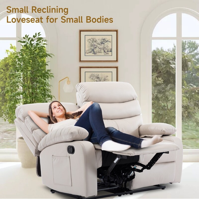 Hzlagm Tech Leather 2 Seater Manual Recliner Reclining Loveseat On Sale Bed Bath Beyond 40528130