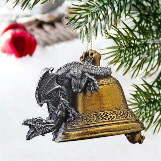 Design Toscano 'Humdinger the Bell Ringer' Dragon Christmas Ornament ...