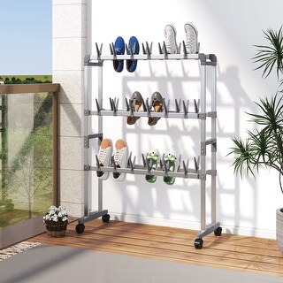 vidaXL Shoe Rack with Wheels Silver 26"x10.6"x39.4" - Bed Bath & Beyond ...