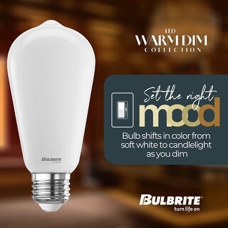 Bulbrite 9 Watt LED ST18 Light Bulbs, Warm Dimming 3000K (Soft White ...