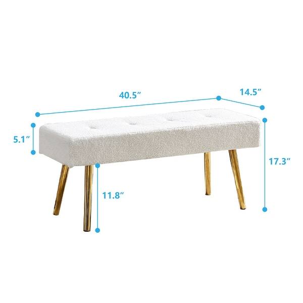 Modern White Teddy Fabric Bench With Gold Legs - Bed Bath & Beyond ...