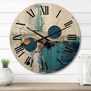 Designart "New Harmony Circular Abstract In White And Blue" Modern ...