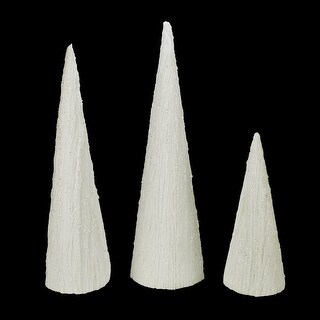 Set of 3 Sparkling White Glittered and Iced Table Top Nesting Cone ...