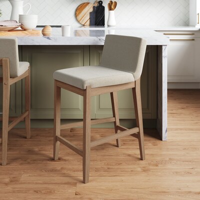 Gracie 24 in. Modern Counter Height Bar Stool with Back, Brushed Light ...