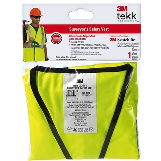 3M 94618-80030T Tekk Protection Class 2 Surveyor's Safety Vest, Hi-Viz ...