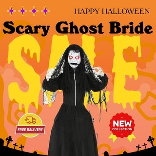 67in. Halloween Outdoor Freestanding Life Size Prop Scary Ghost Bride ...