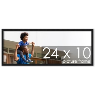 24x10 Contemporary Black Complete Wood Picture Frame with UV Acrylic ...