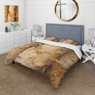 Designart "Brown tree bark Essence 3" Tree Bedding Cover Set ...