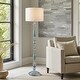 KAWOTI 61.25'' Rustic Distressed Light Blue Floor Lamp with Beige Linen ...