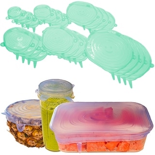 Silicone Stretch Food Lids 12 Pack - Reusable Leak-Proof Containers ...