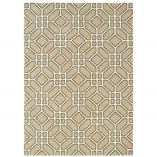5' X 7' Sand And Ivory Geometric Power Loom Stain Resistant Area Rug ...