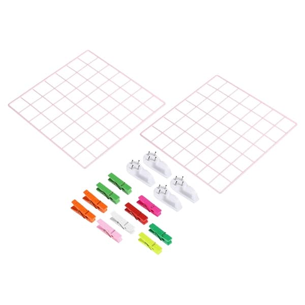 14x14" Wire Grid Panel with Nails Clips, 2 Pack Metal Mesh Wall Decor ...