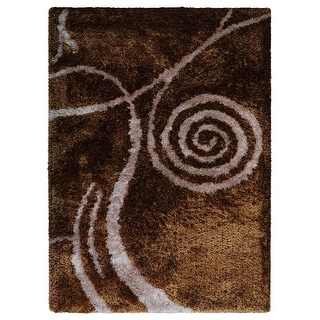 Hand Tufted Shag Polyester Area Rug Contemporary Brown Beige K00010 - 8 ...