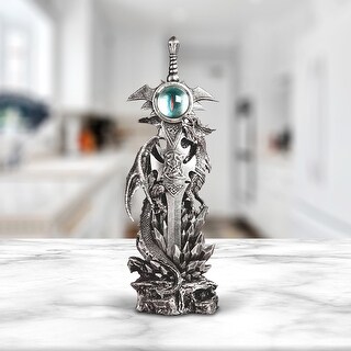 ICE ARMOR 13"H Silver Dragon with Sword Figurine - Bed Bath & Beyond ...
