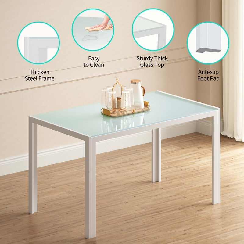 5 Pieces Glass Dining Table Set 4 Person Modern Home Kitchen Chairs with High Back PU Leather Dining Chairs On Sale Bed Bath Beyond 39409759