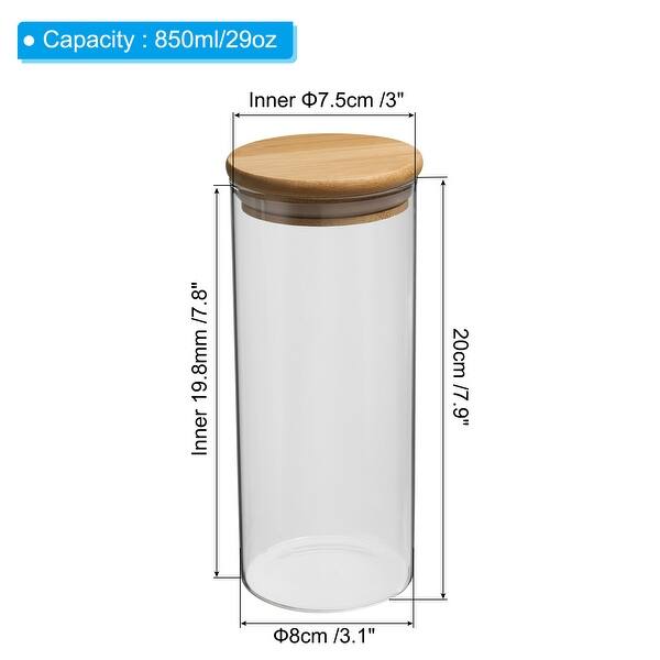 29oz Glass Jar with Airtight Bamboo Lid Glass Kitchen Container (20x8cm ...