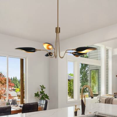 Conia Modern 3-Light Wheel Chandelier Black Gold Pendant Lights for ...