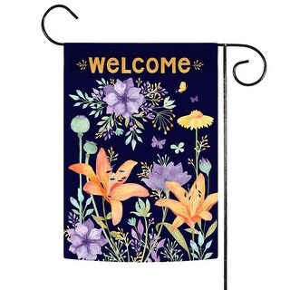 Orange Purple Welcome Lilies Outdoor Double Sided Flag 18"x12.5" - Bed ...