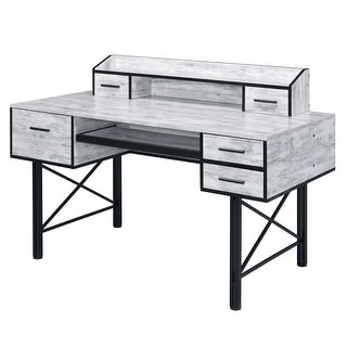 Kelsey Antique White and Black Computer Desk with Hutch - Bed Bath ...