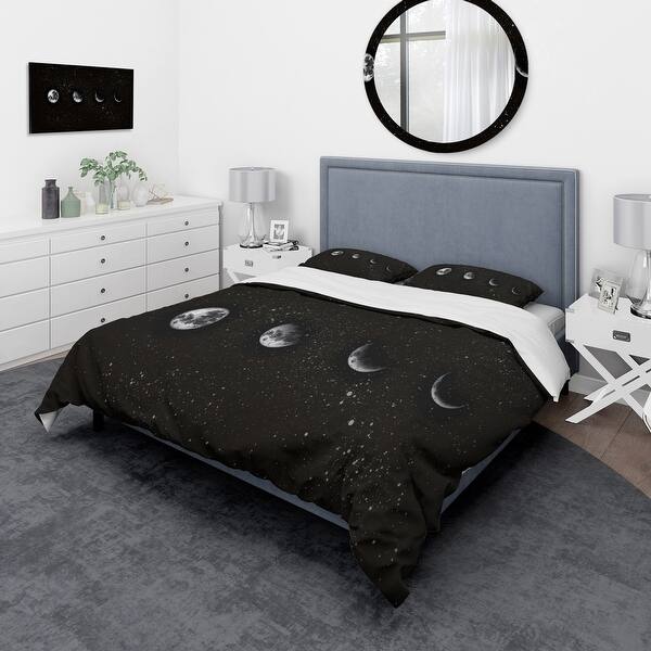 Designart 'Moon Phases In The Night Sky' Modern Duvet Cover Set - Bed ...