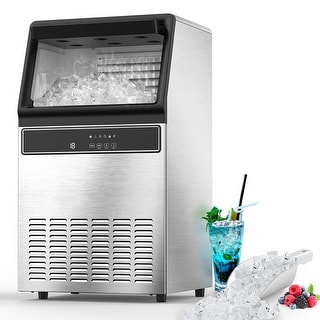 100lbs/24H Commercial Ice Maker with LED Screen， Self-Cleaning & 48H ...
